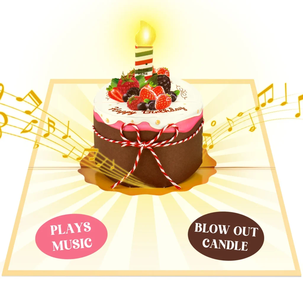 Cake Birthday Card with Blowable Candle – Fitmite