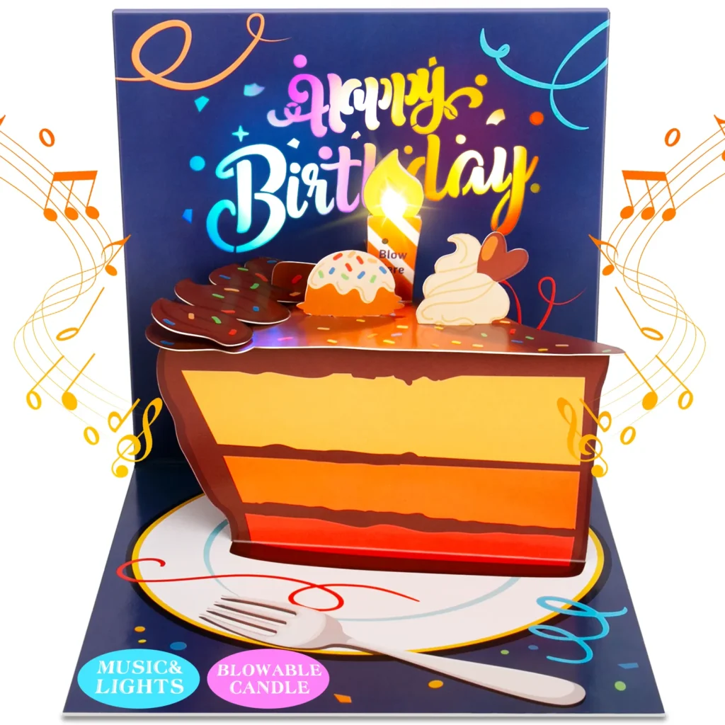 Sliced Cake Birthday Card with Blowable Candle – Fitmite